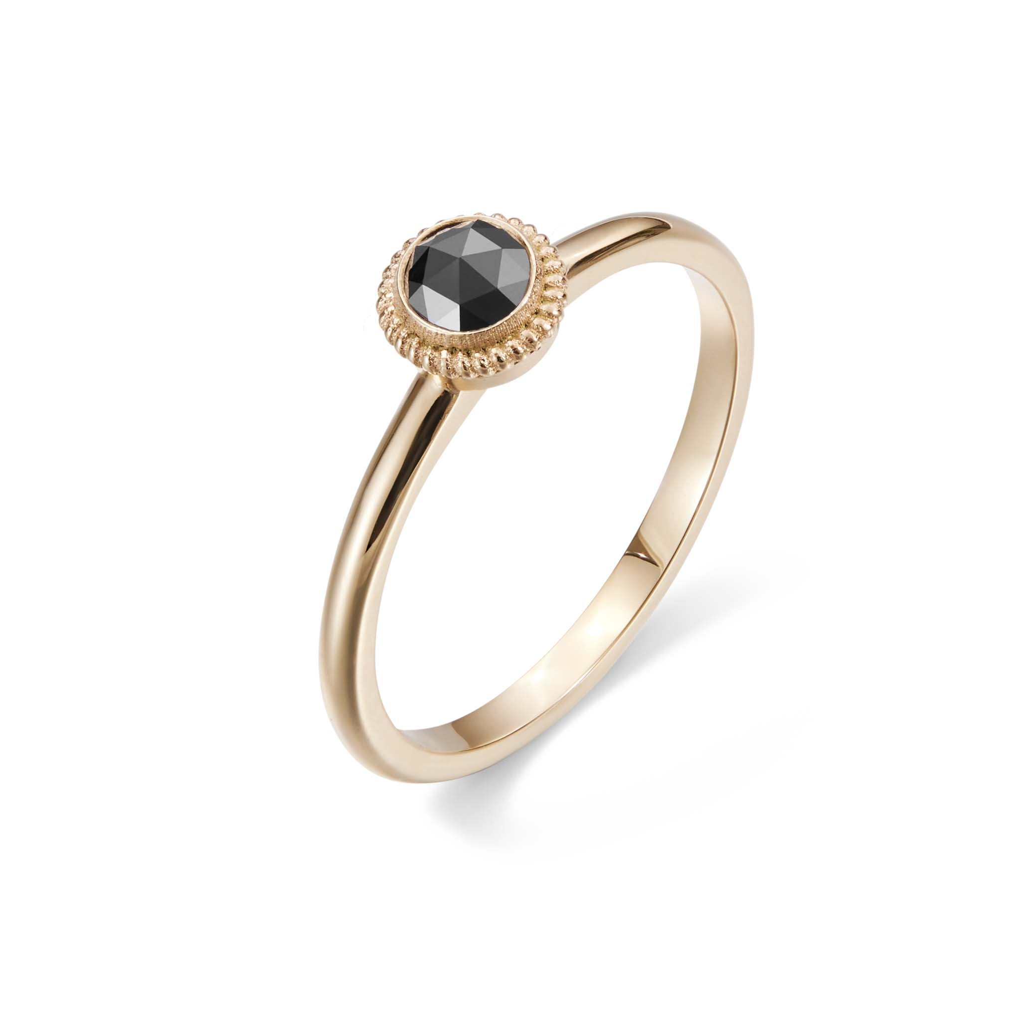 Kalevala Valittu sormus, 14K keltakultaa, musta timantti 0,20ct, Kalev