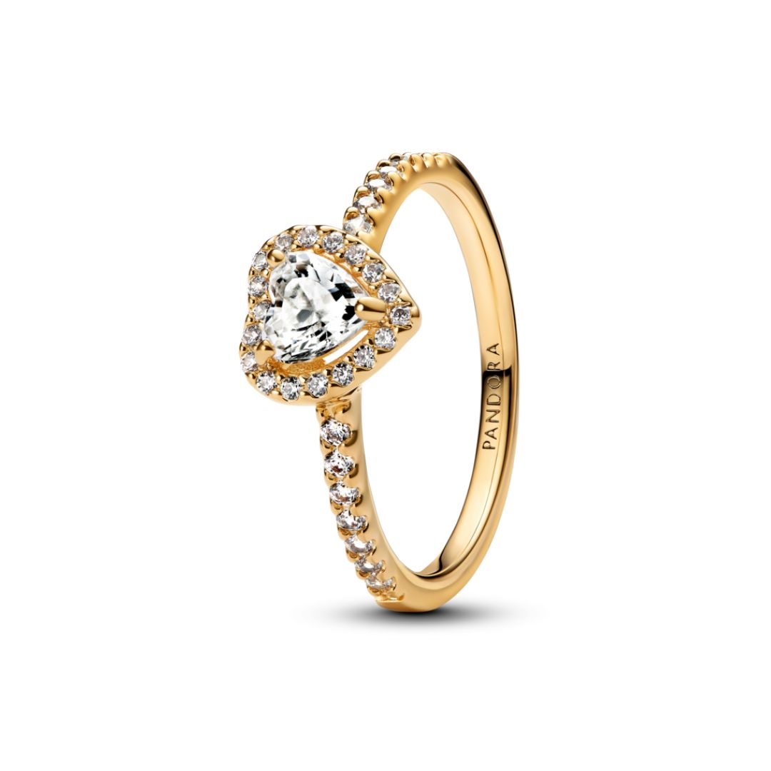 Pandora Timeless Sparkling Elevated Heart sormus, keltakullattu, 16842