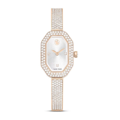 Swarovski Dextera Bangle Watch, Champagne Gold Color and White Crystal