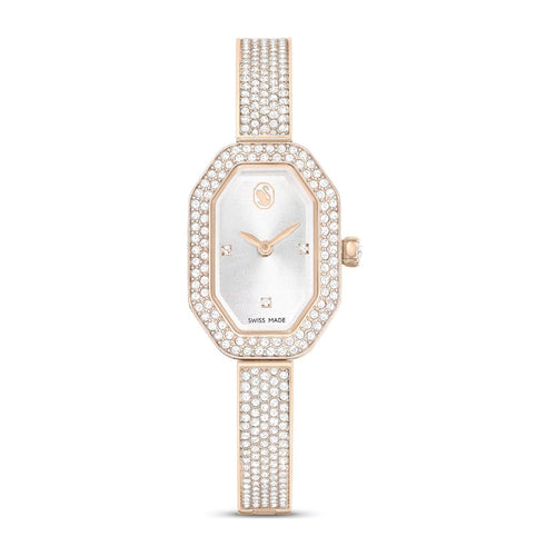 Swarovski Dextera Bangle Watch, Champagne Gold Color and White Crystal