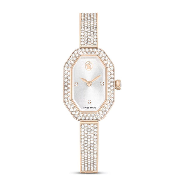Swarovski Dextera Bangle Watch, Champagne Gold Color and White Crystal
