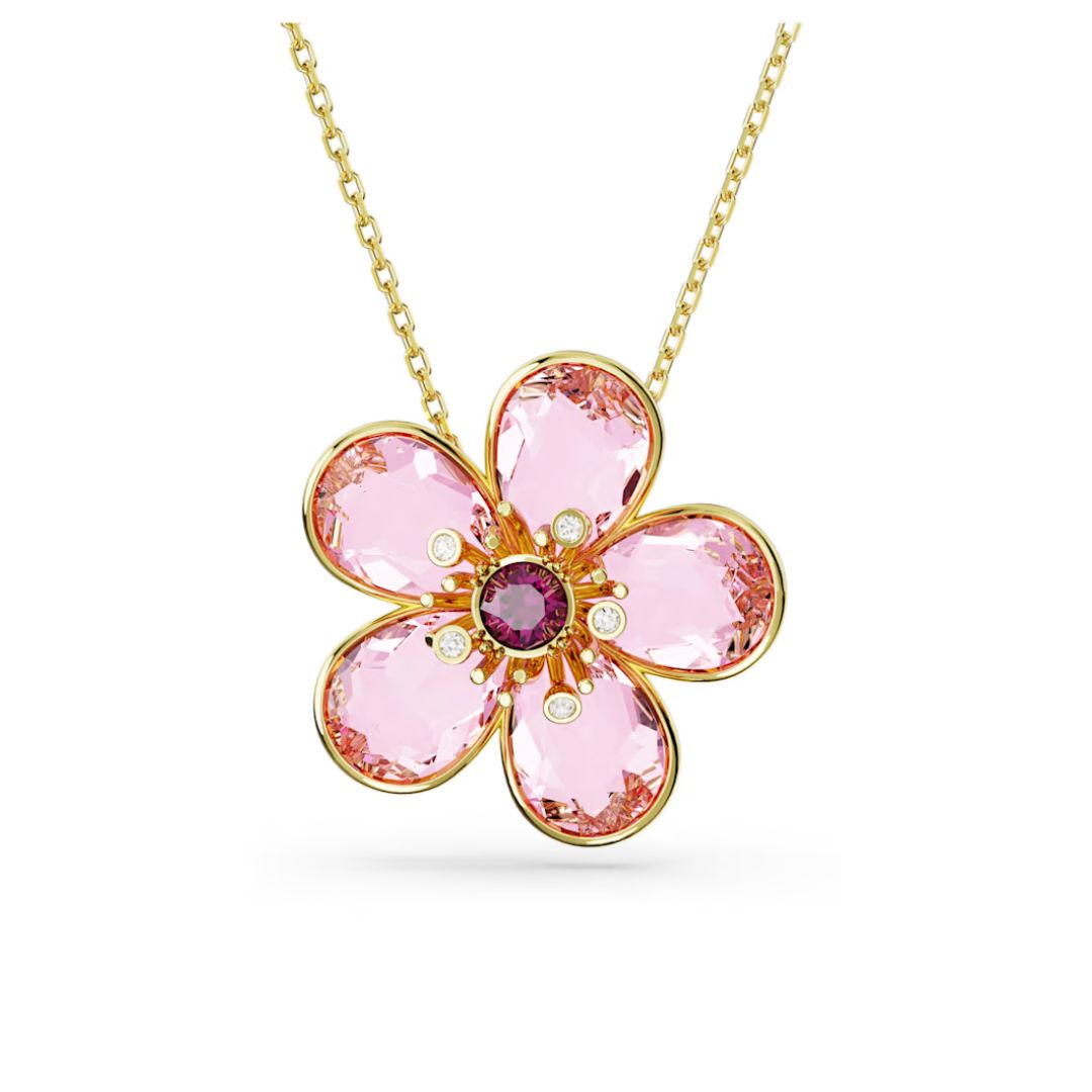Swarovski Florere Flower riipus, ruusukullanväri ja pinkit kristallit,