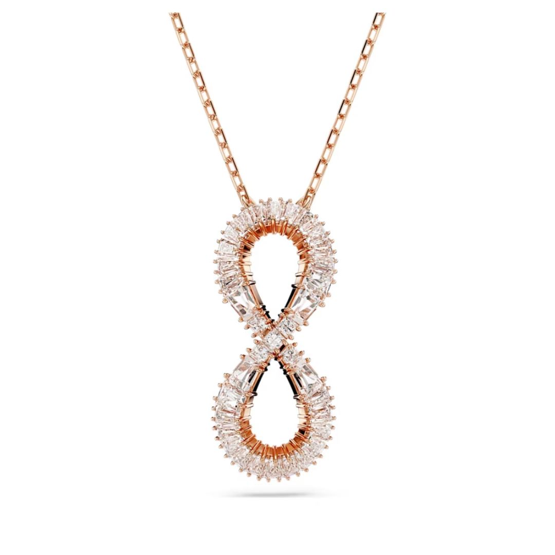 Swarovski Hyperbola Infinity Pendant, Rose Gold-Tone and White Crystal