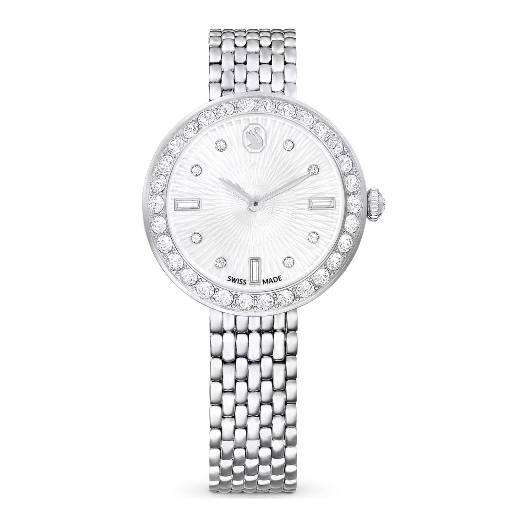 Swarovski Matrix Tennis 7-link Watch, Silver-Tone and White Crystals,